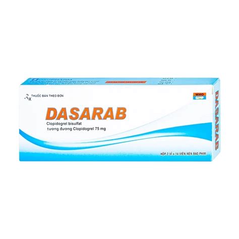 Thuốc Dasarab Clopidogrel 75mg Hộp 2 Vỉ X 14 Viên