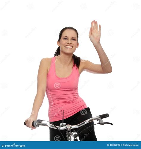 Attractive Brunette Woman With Bike Stock Image Image Of Cycle Girl