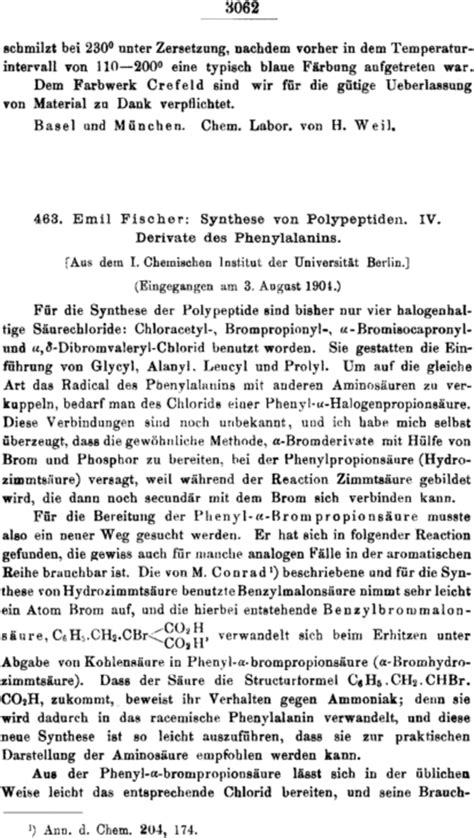 Synthese Von Polypeptiden Iv Derivate Des Phenylalanins Fischer