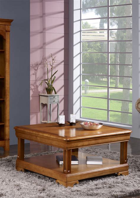 Table Basse Carrée En Merisier De Style Louis Philippe Meuble En