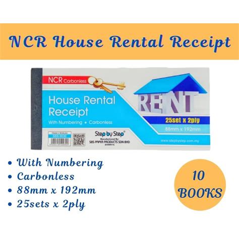 10 Books NCR Carbonless House Rental Official Receipt Book SBS0030