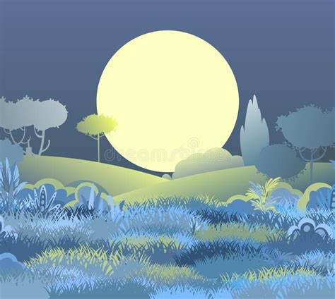 Jungle Night Trees Moon Cartoon Vector Stock Illustrations 49 Jungle