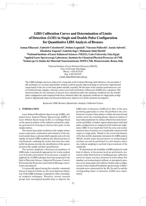 Pdf Construction Of Libs Calibration Curves And Determination Of
