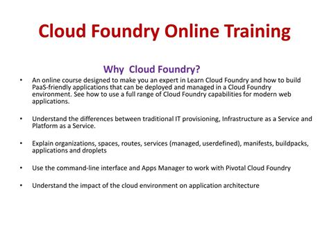 Ppt Cloud Foundry Training Pivotal Cloud Foundry Developer Certification Powerpoint