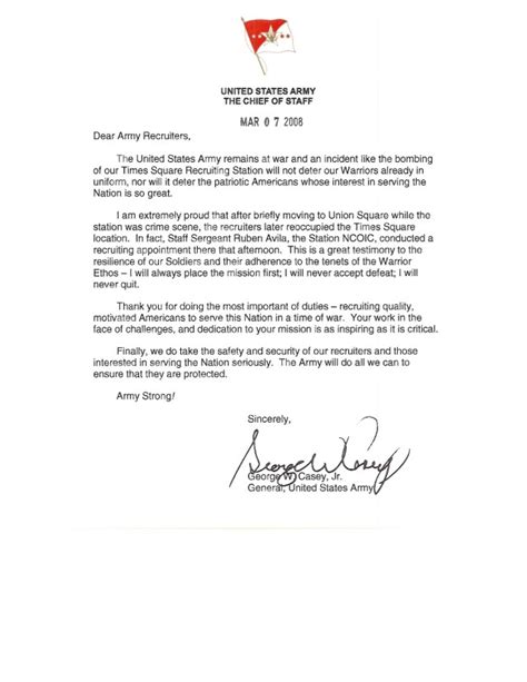 March 7 2008 Letter To Army Recruiters Article The United States