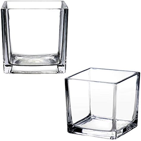2 Pieces Square Glass Vase Clear Flower Decorative Centerpiece For Home