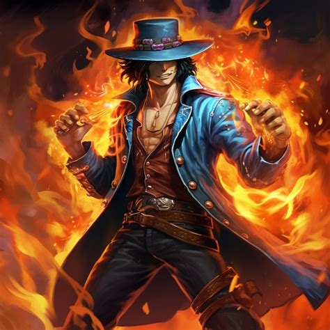 Premium Photo Beautiful Portgas D Ace Anime Character Fire Background