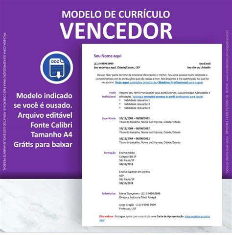 Modelos de Currículo Prontos em para baixar GRÁTIS
