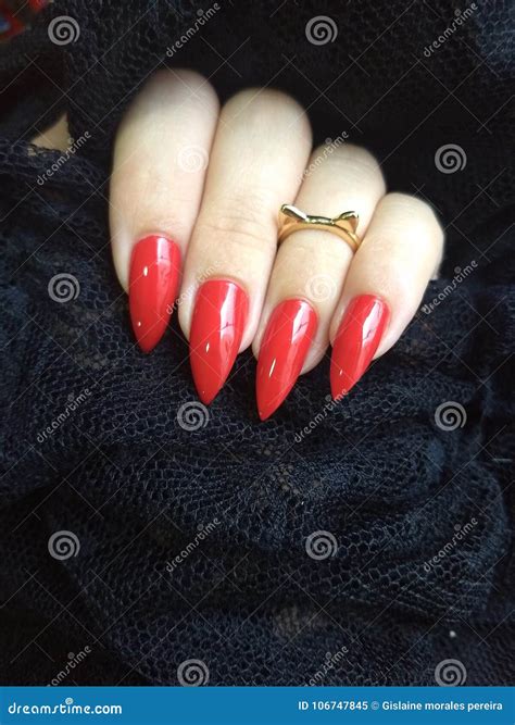 Red Nails Stock Image Image Of Nails Stiletto Sharp 106747845