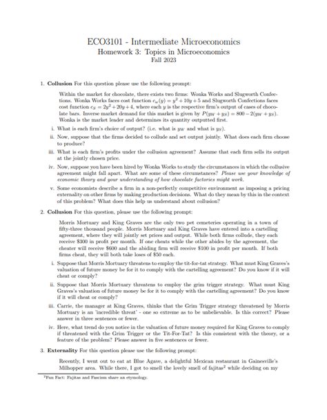 Eco3101 Intermediate Microeconomics Homework 3