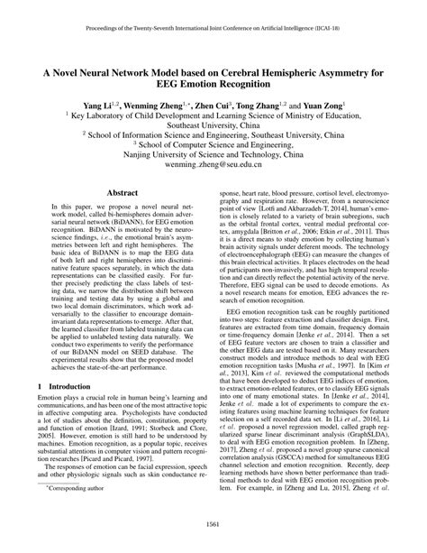 Pdf A Novel Neural Network Model Based On Cerebral Hemispheric Asymmetry For Eeg Emotion