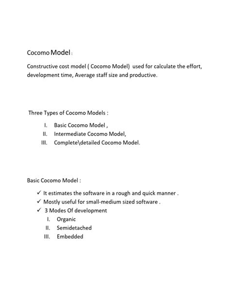 Cocomo Model Math Pdf Computing Computer Science