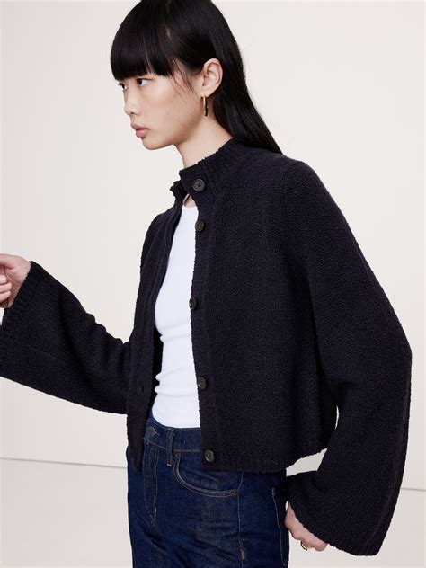 Merino Blend Flare Sleeve Cardigan Banana Republic