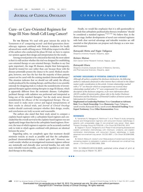 Pdf Cure Or Care Oriented Regimen For Stage Iii Non Small Cell Lung