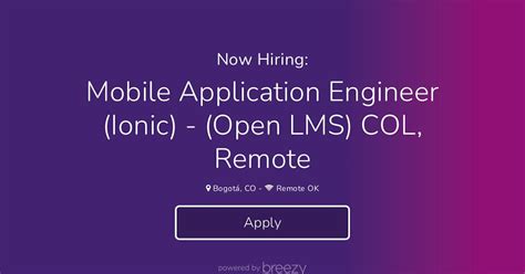 Mobile Application Engineer Ionic Open Lms Col Remote At Ltg