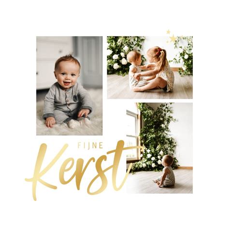 Minimalistisch Kerstkaartje Fotocollage Fijne Kaartje2go