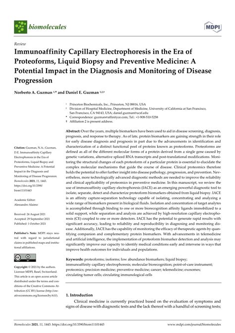 Pdf Immunoaffinity Capillary Electrophoresis In The Era Of Proteoforms Liquid Biopsy And