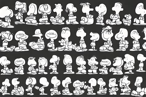 Peanuts Cartoon Characters Pose Sheet Creative Fabrica