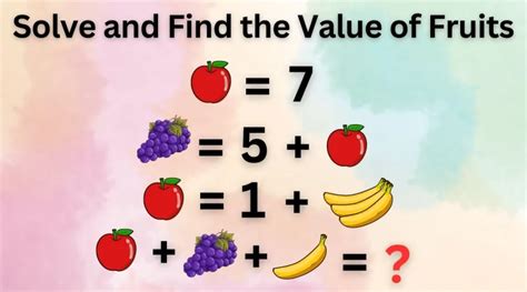 R Soudre Et Trouver La Valeur Des Fruits Dans Ce Casse T Te Jftf