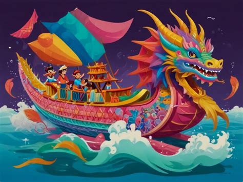 Chinese Dragon Boat Festival Illustration Premium AI Generated Image