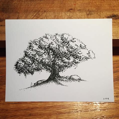 Heres A Babe Tree That Was Drawn As A Practice Piece Mostly A Brush Pen Stippling
