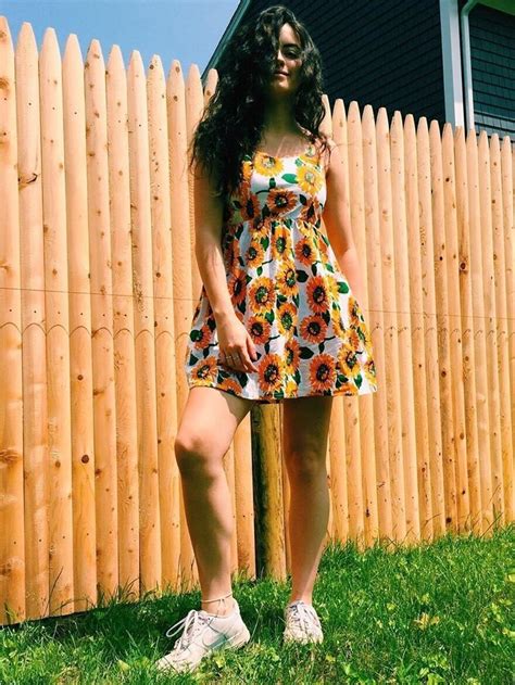 Sunflower Print Random Lace Up Back A Line Cami Dress Romwe