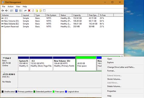 Partitioning Can T Merge Free Disk Space Using Disk Management In Windows Super User