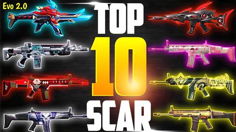 Top 10 Best Scar Skin Scar Best Skin In Free Fire Evo Scar 20 Vs