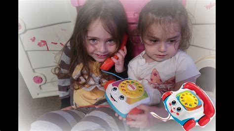 Elizabeth And Eva Playing With Telephone Toy ვიდეო ბავშვებისთვის Youtube