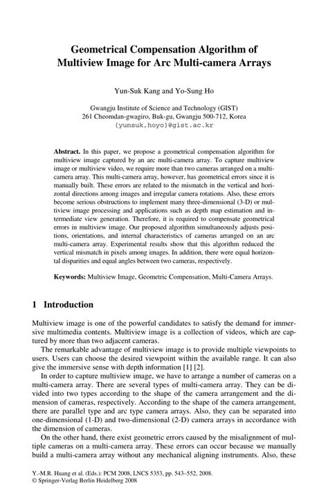 Pdf Geometrical Compensation Algorithm Of Multiview Image For Arc