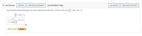solved [0 1 points] zilldiffeq9 2 5 026 solve the given