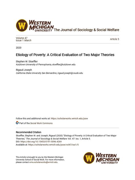 Etiology Of Poverty A Critical Evaluation Of Two Major Theories