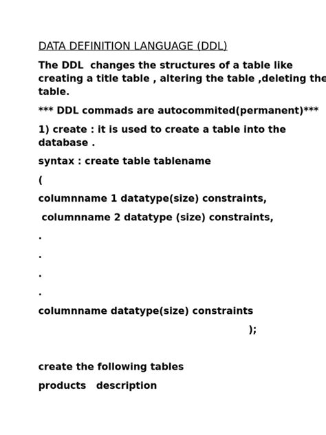 Sql Ddl Concept Pdf