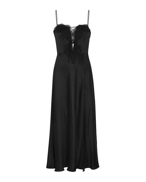 Alessandra Rich Lace Trimmed Silk Satin Midi Dress In Black Lyst