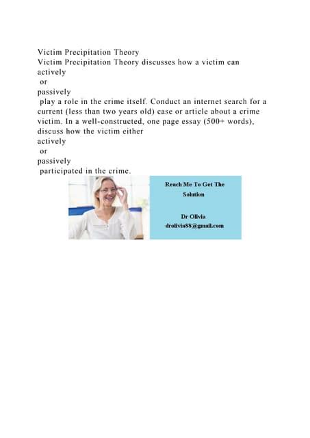 Victim Precipitation Theoryvictim Precipitation Theory Discusses Hdocx