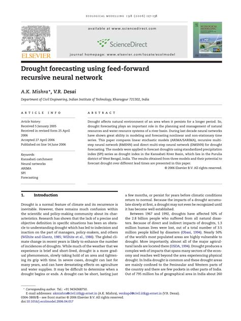 Pdf Drought Forecasting Using Feed Forward Recursive Neural Network