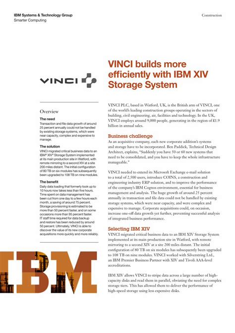 pdf vinci builds more efficiently with ibm xiv storage system