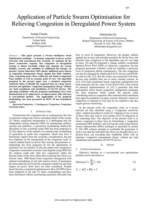 Pdf Application Of Particle Swarm Optimisation For Relieving Congestion In Deregulated Power
