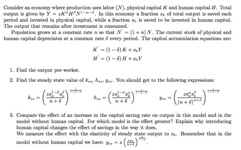 Solved Consider An Economy Where Production Uses Labor N