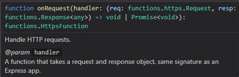 Nodejs What Is The Proper Type For A Request Handler Of A Firebase