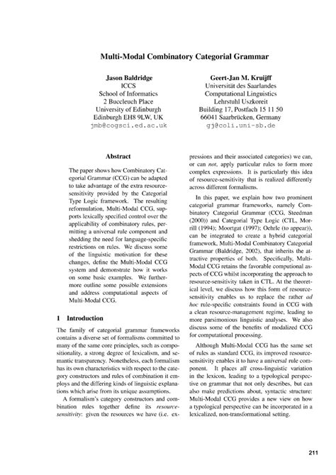 Pdf Multi Modal Combinatory Categorial Grammar