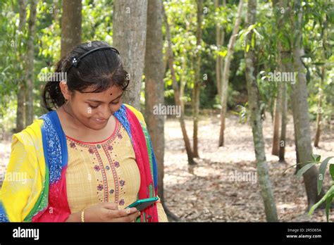 Close Up Of A Beautiful Teenage Indian Odia Girl Wearing Colorful Dress
