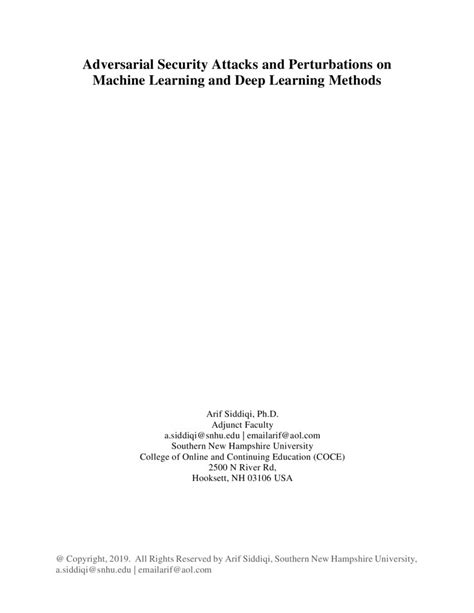 Adversarial Security Attacks And Perturbations On Machine Learning And Deep Learning Methods