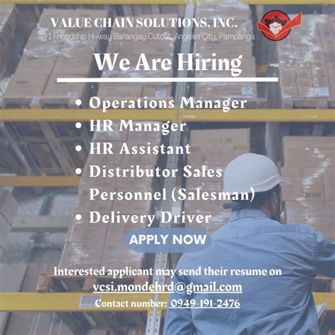 Value Chain Solutions Inc On Linkedin Immediate Hiring Value Chain
