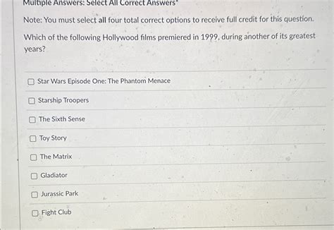 Multiple Answers Select All Correct Answersnote