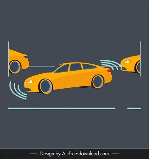 Auto Sensors Sign Icon 3d Car Waves Sketch Vectors Graphic Art Designs