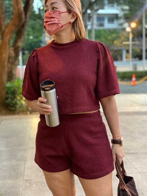 Red Puff Sleeve Coordinates Set Terno Womens Fashion Dresses And Sets
