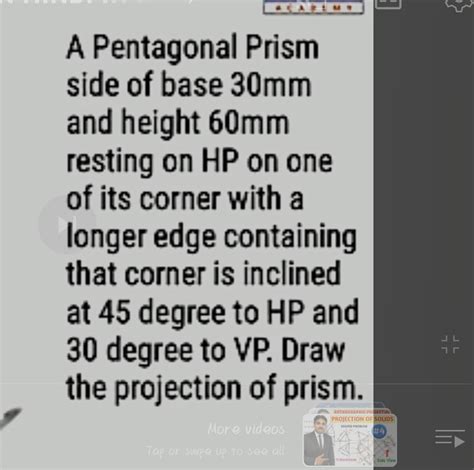 A Pentagonal Prism Side Of Base 30 Mm And Height 60 Mm Resting On Hp On O
