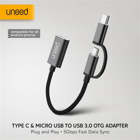Jual Uneed Otg In Type C Micro Usb To Usb Adapter Uat Amc Shopee Indonesia