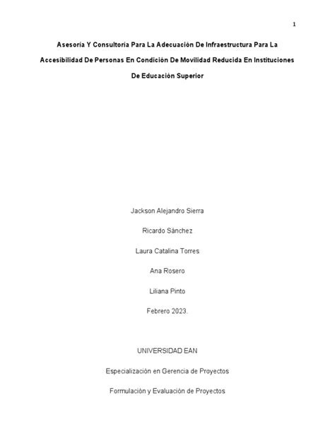 Adecuación De Infraestructura Para La Accesibilidad De Personas En